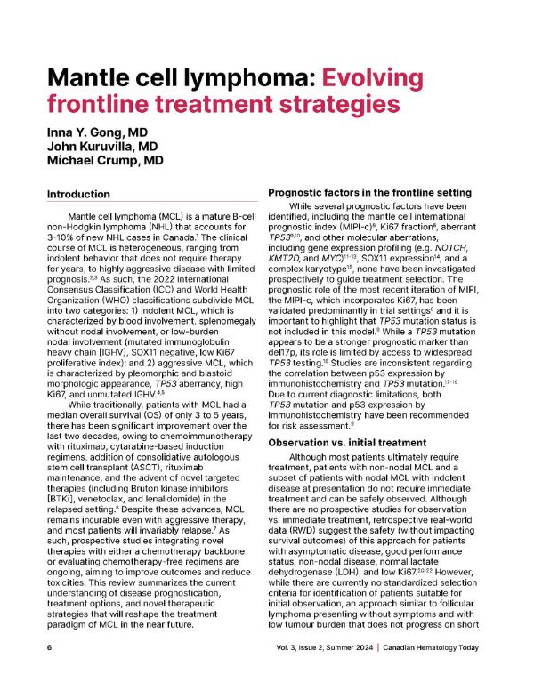 Mantle Cell Lymphoma: Evolving Frontline Treatment Strategies ...